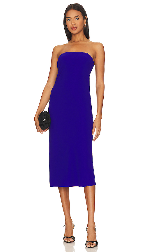 Amanda Uprichard X Revolve Shiran Strapless Midi Dress in Lapis | REVOLVE