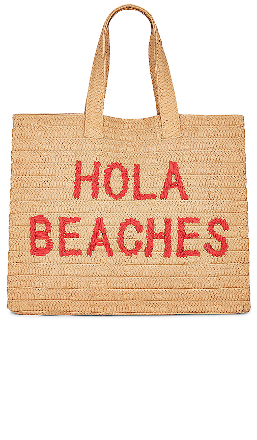 BTB Los Angeles Hola Beaches Tote in Sand & Red | REVOLVE