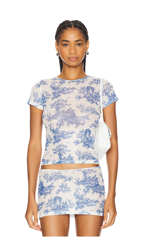 Miaou Mini Tee in Blue Toile Print | REVOLVE